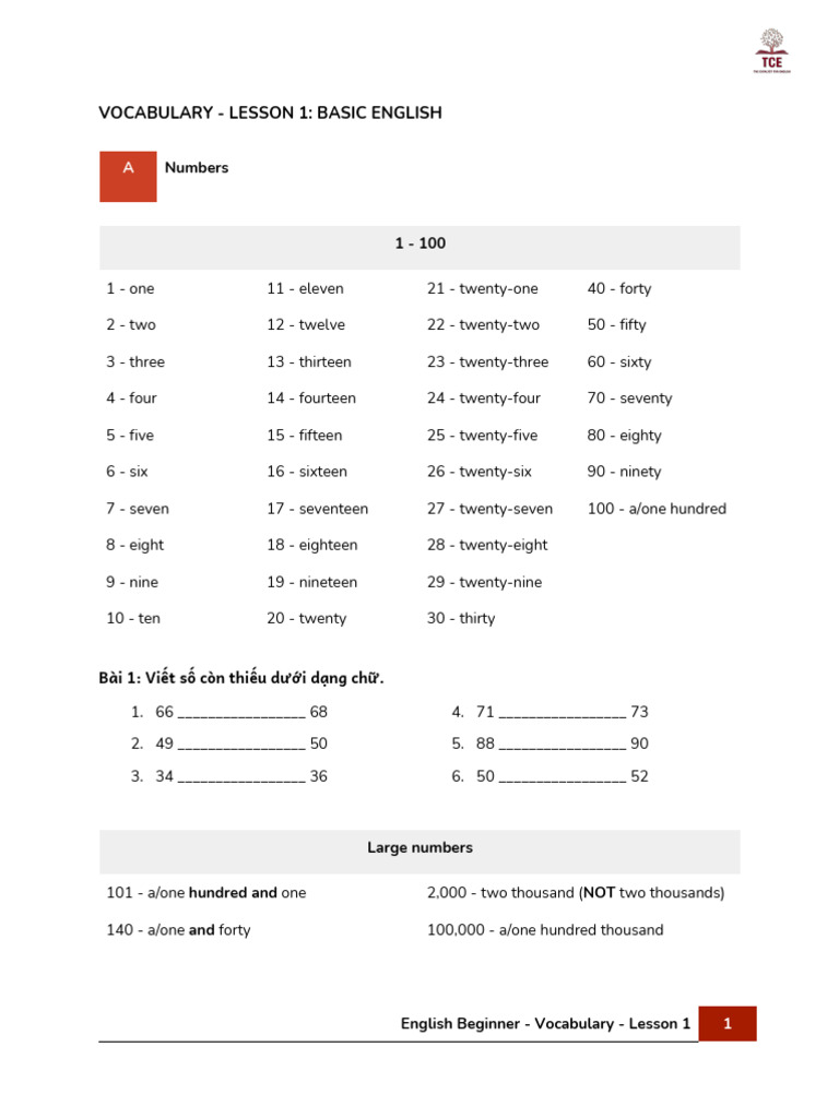 Lesson 1 - Basic English | PDF