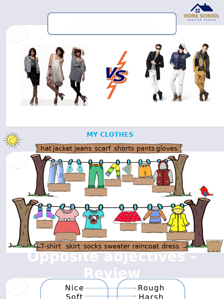 Compare Clothes - How to use ONE -Comparatives - Opposite adjectives ...