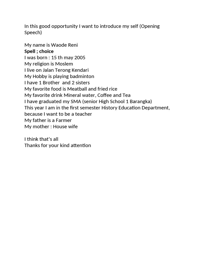 Self Introduction | PDF