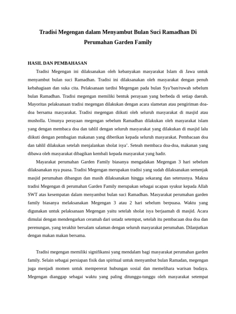 Tradisi Megengan di Garden Family | PDF