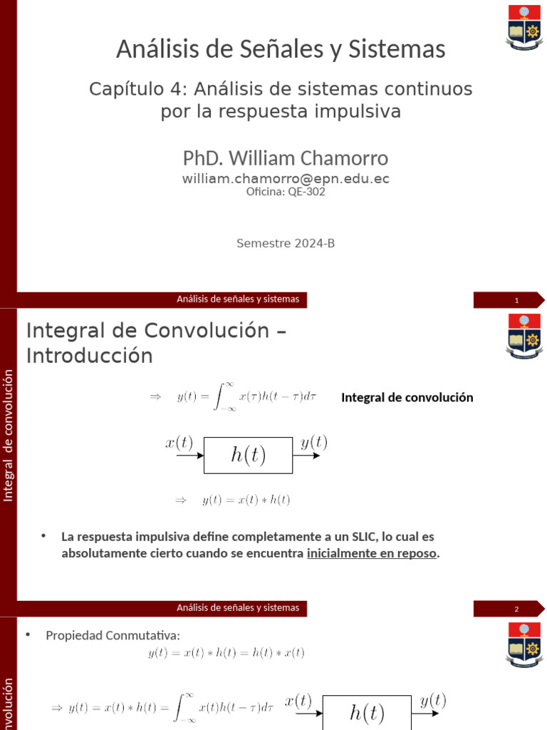 Clase9 Convolucion Continua | PDF | Circunvolución | Teoría del operador