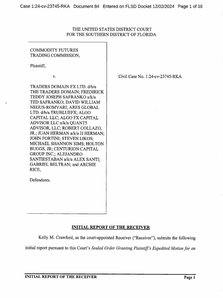 Receivers Initial Status Report | PDF