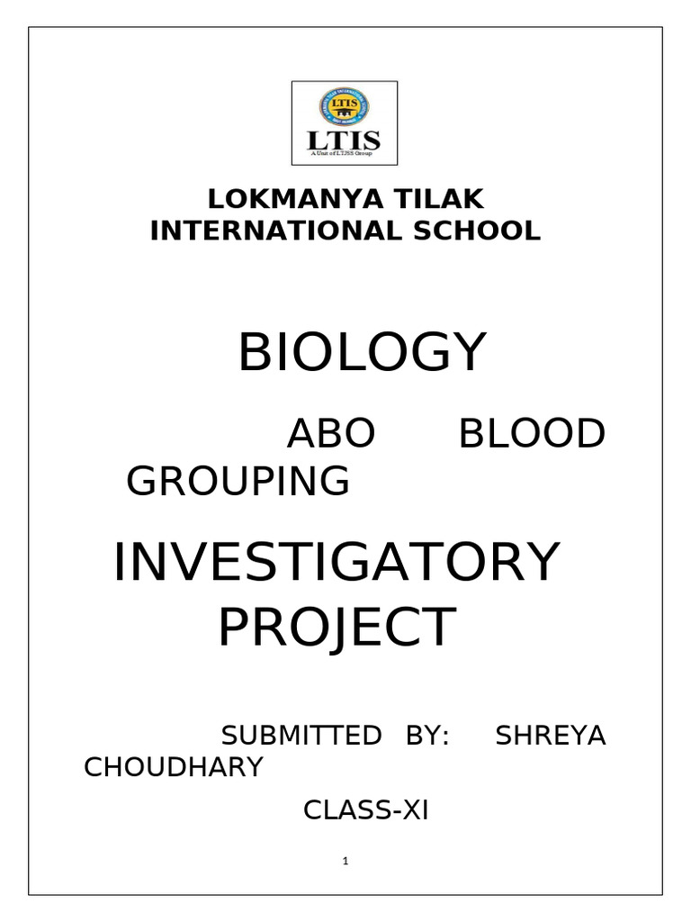 ABO Blood Grouping Investigatory Project | PDF | Blood Type | Antibody