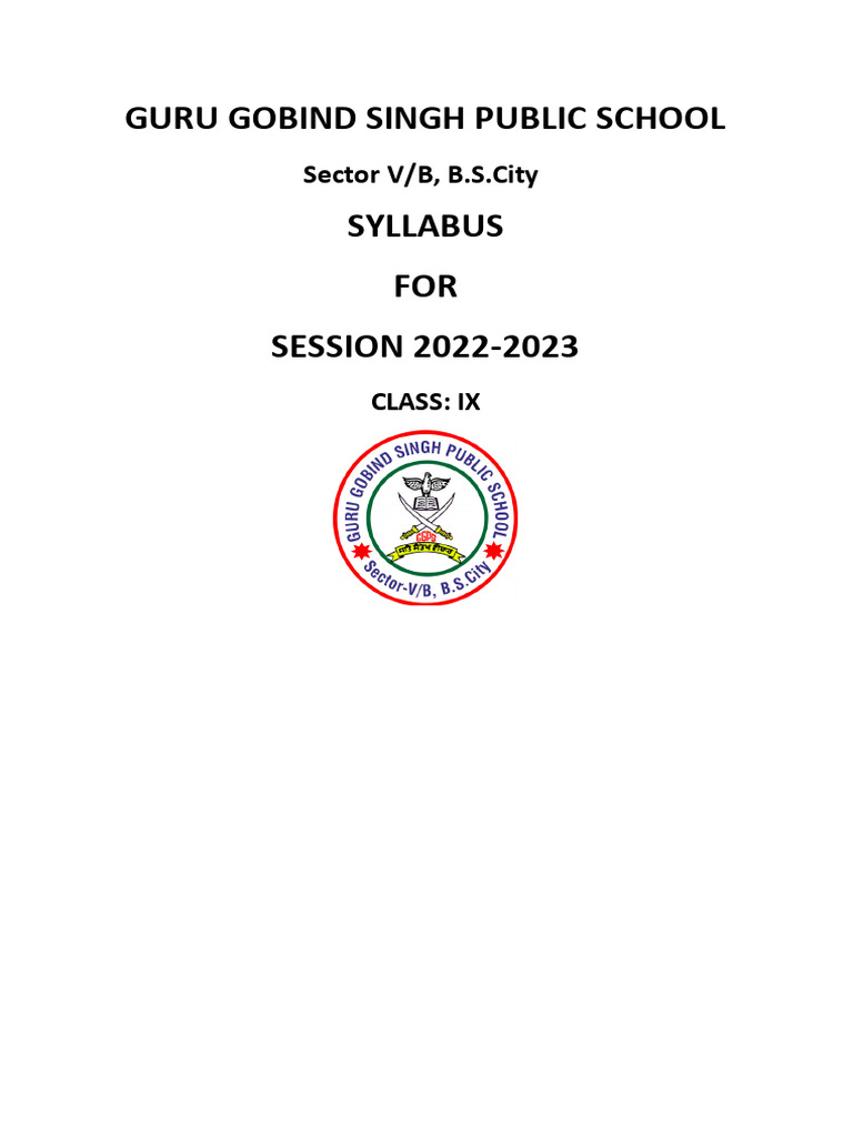 Guru Gobind Singh Public School: Sector V/B, B.S.City | PDF | Tissue (Biology) | Force