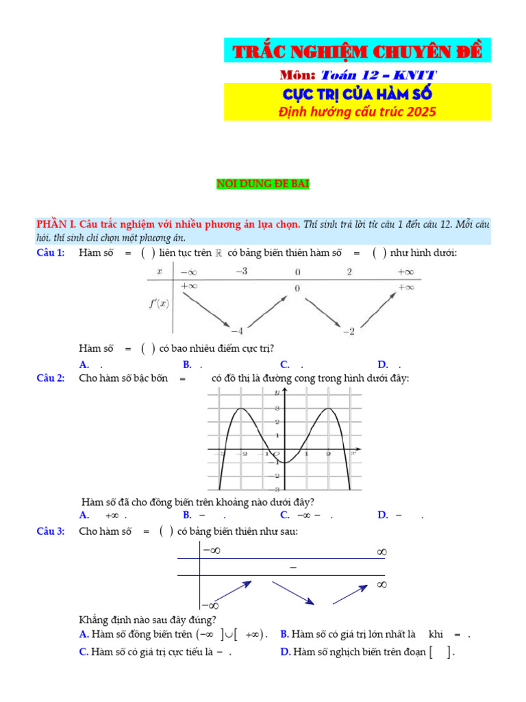 De Ktra Don Dieu Va Cuc Tri Ham So Form 2025 | PDF