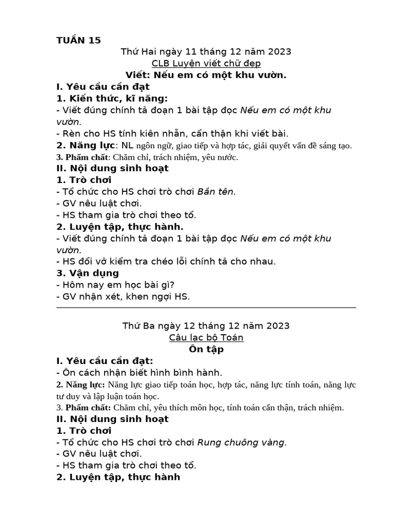 4A3 TUẦN 15 CLB mới | PDF