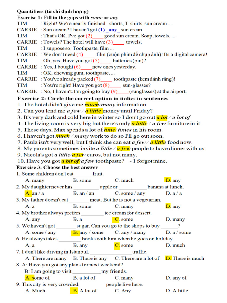 Quantifier Exercise SV | PDF