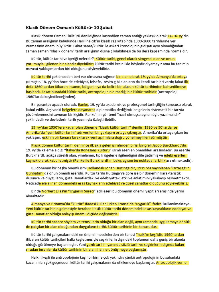 1-Klasik Dönem Osmanlı Kültürü 10 Şubat | PDF