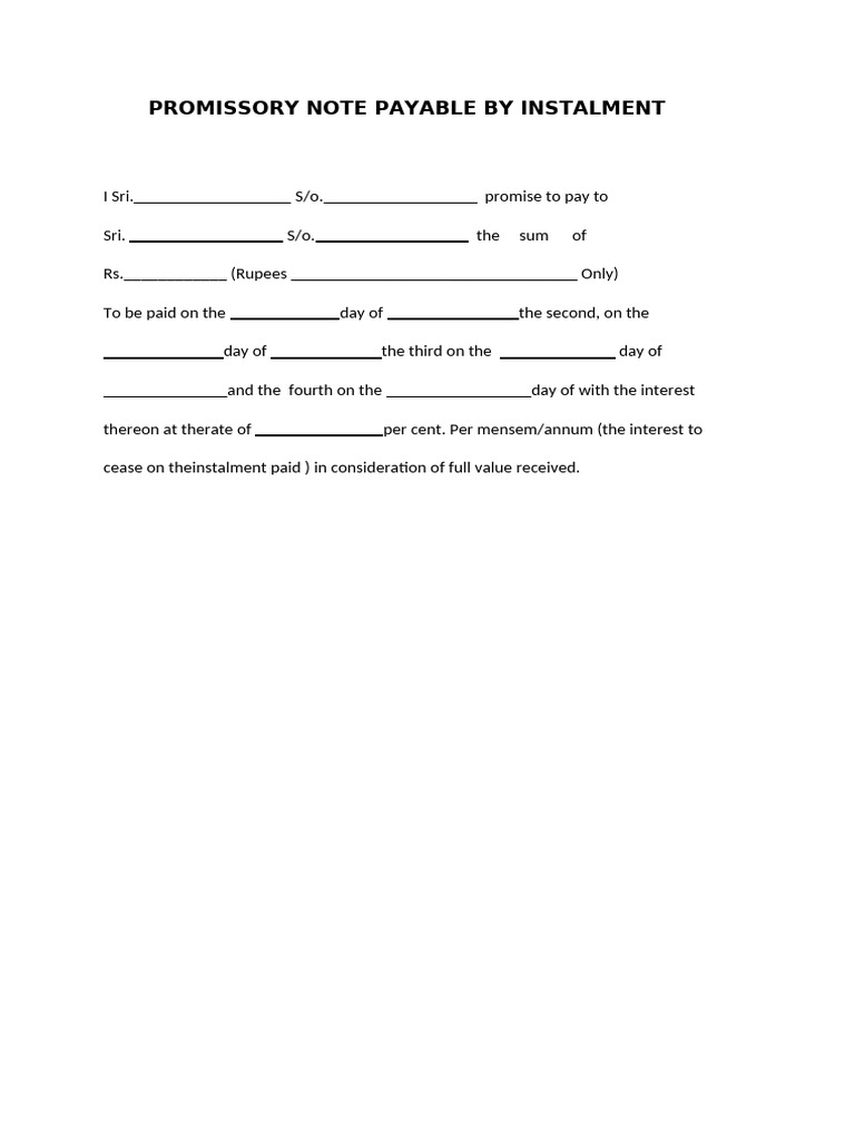Promissory Note with Instalment Plan | PDF
