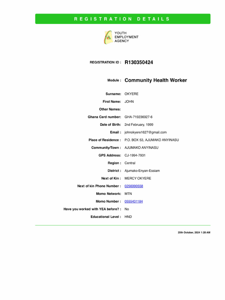 Registration Receipt | PDF