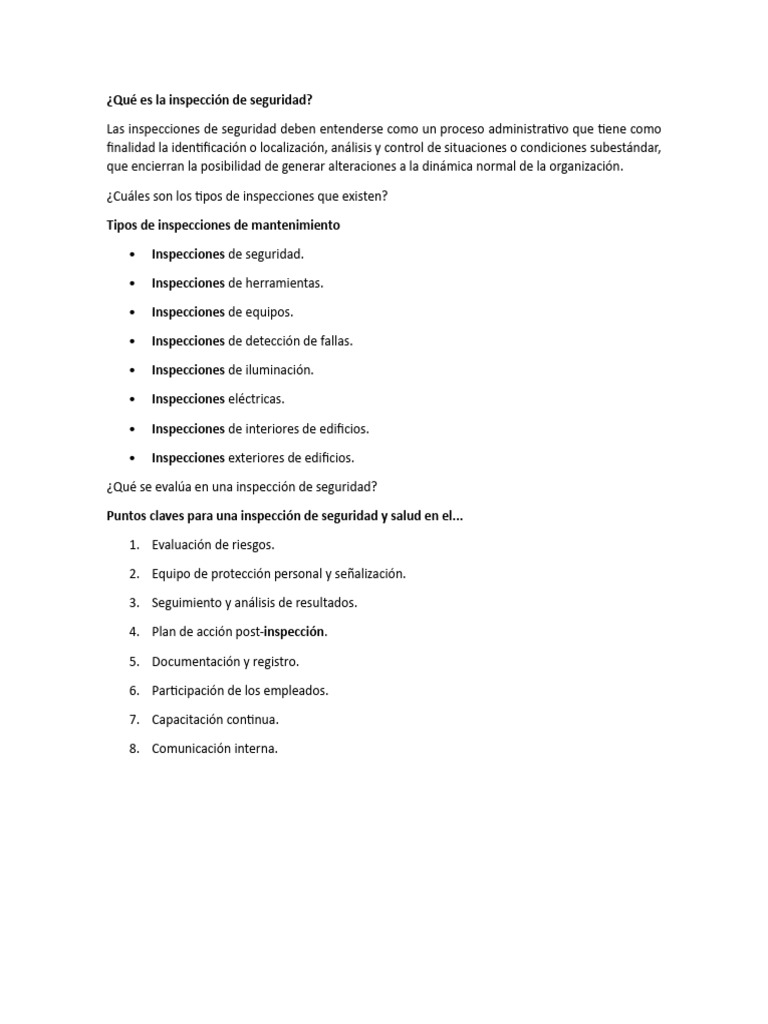 Tipos y Claves de Inspección de Seguridad | PDF