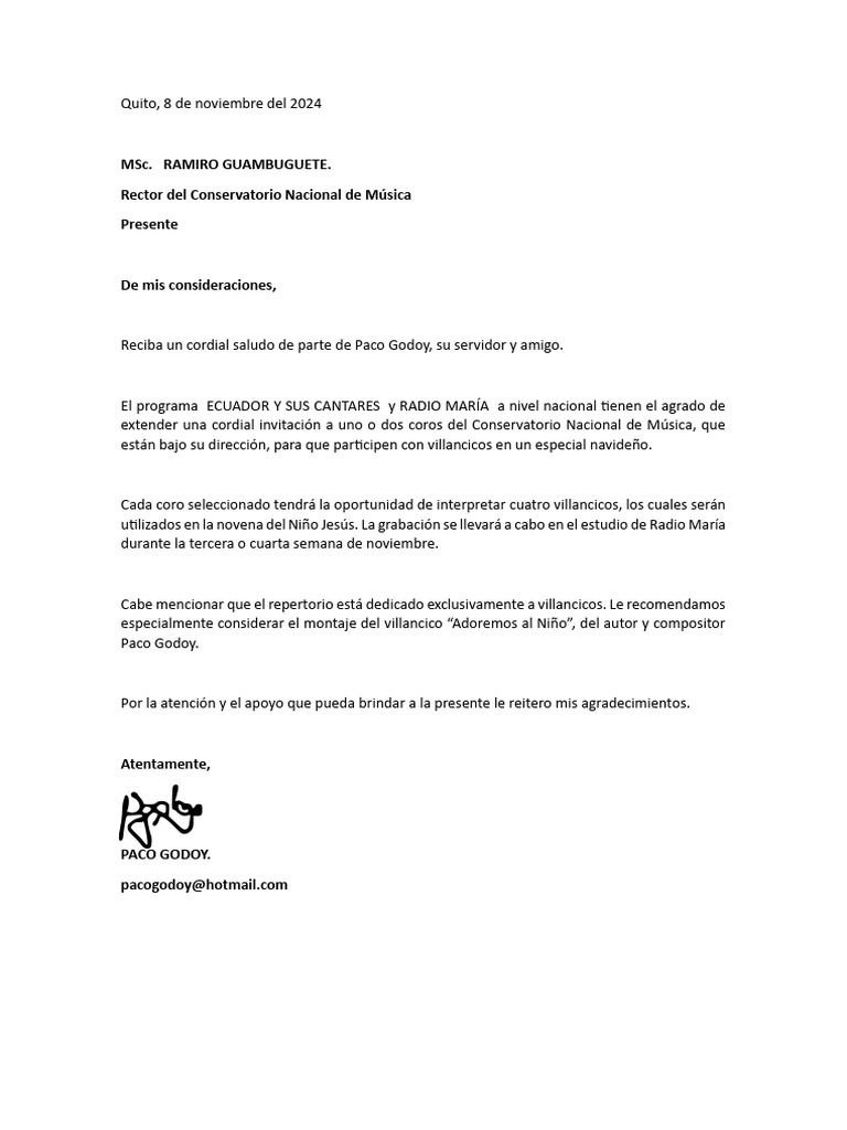 COROS CONSERVATORIO NACIONAL DE MUÃ¬SICA | PDF