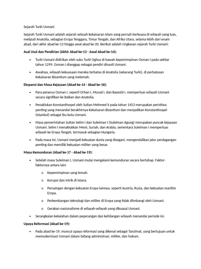 Sejarah Kekaisaran Turki Usmani | PDF