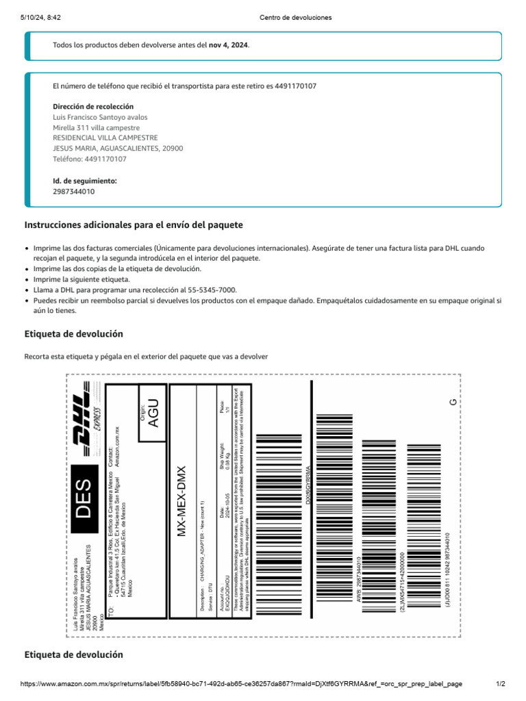 Centro de Devoluciones | PDF