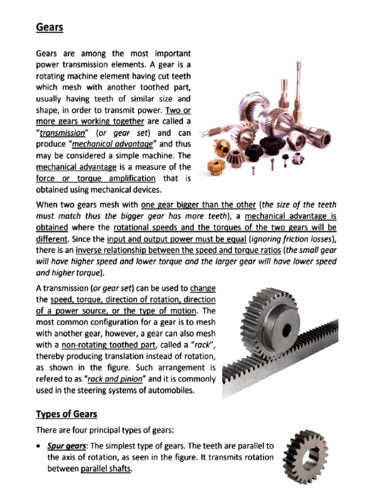 Gear and Its Types. | PDF | Gear | Manufactured Goods