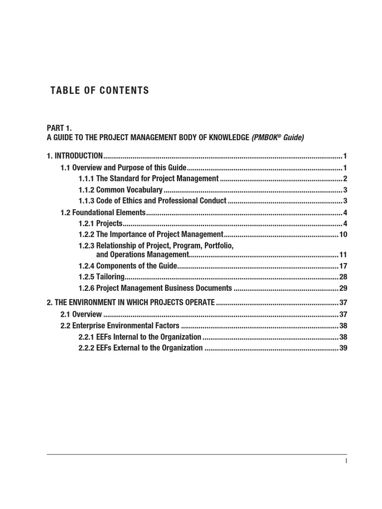 A Guide To The Project Management Body of Knowledg... - (Table of ...