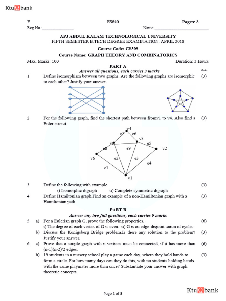 2018 April CS309-B - ktu qbank | PDF | Vertex (Graph Theory ...