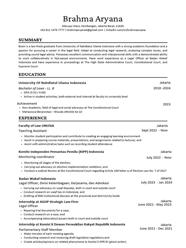 CV-Brahma Aryana - 20241019 - 124805 - 0000 | PDF | Justice | Crime & Violence