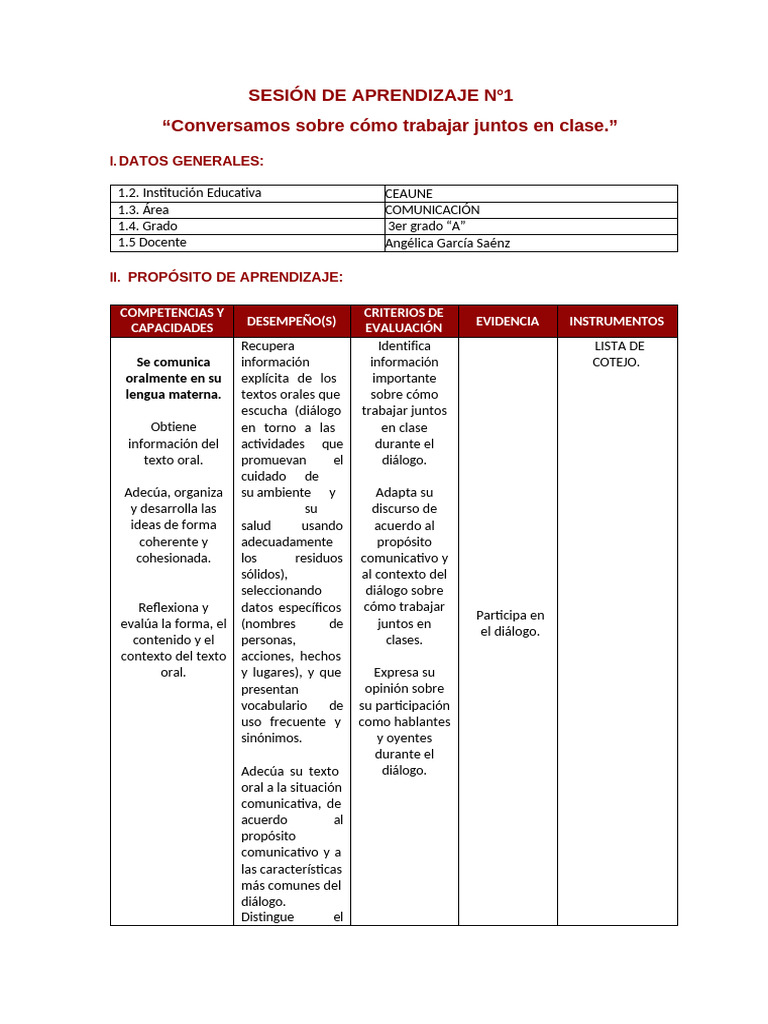 FICHA DE APRENDIZAJE N°1 - 3ER GRADO (2) | PDF | Aprendizaje | Salón de clases