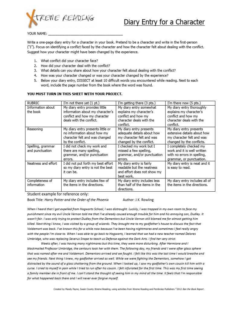 Diary Entry For A Character | PDF | Contemporary Fantasy Novels | Harry ...