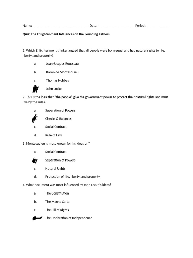 6 - Enlightenment Influencers Foundational Documents Quiz | PDF