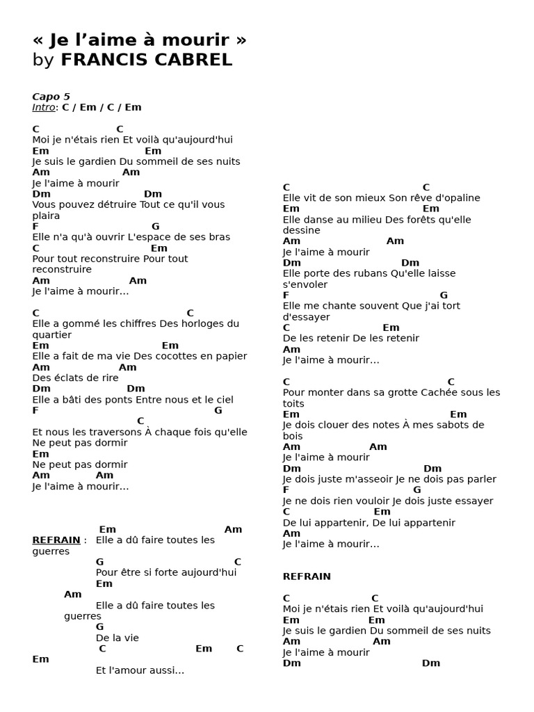 PAROLE - JE L'AIME A MOURIR | PDF