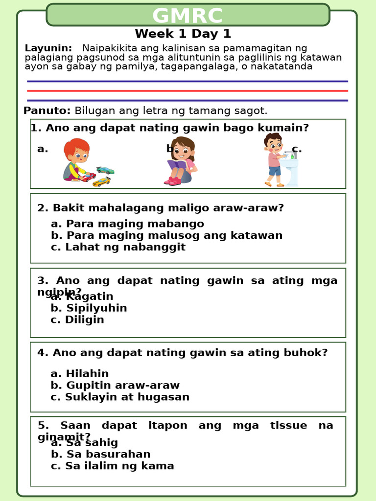 Q2 GMRC WORKSHEET Week 1 | PDF
