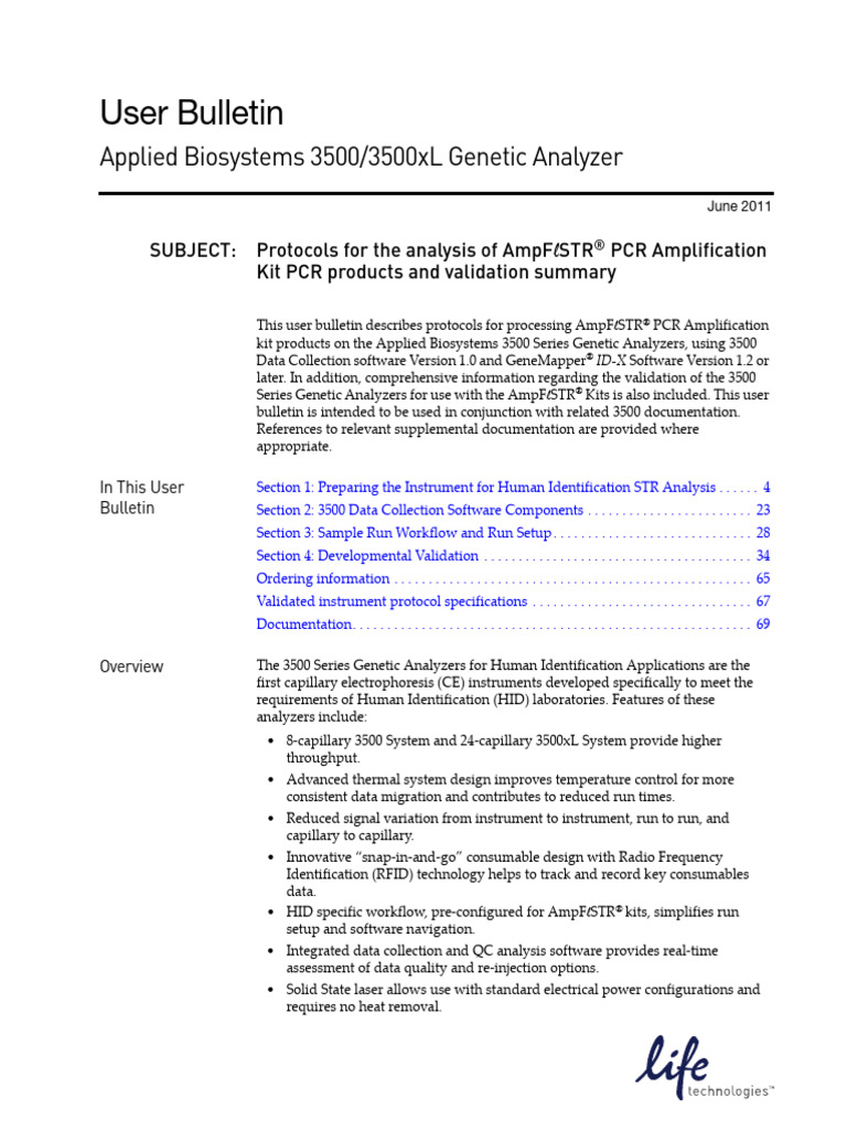User Bulletin 3500 - 3500XL - Genetic Analyzer | PDF | Calibration ...