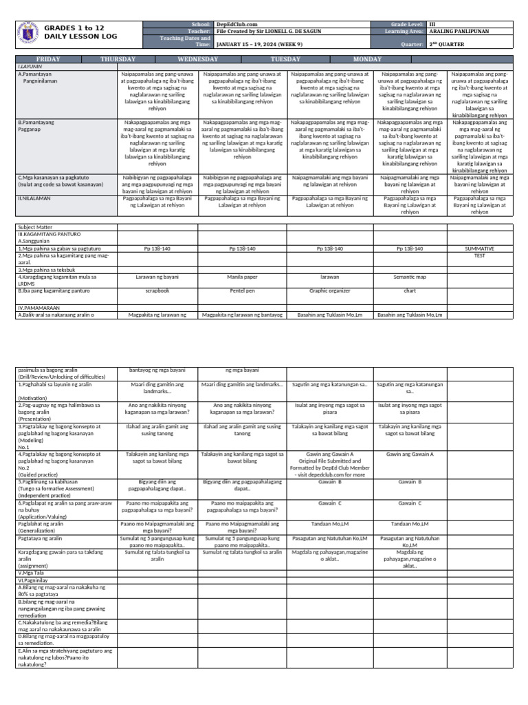 Dll Araling Panlipunan 3 q2 w9 (1) | PDF