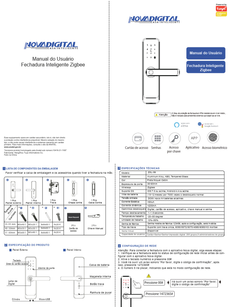Manual Fechadura Inteligente Zigbee | PDF | PCs (computadores) | Informática