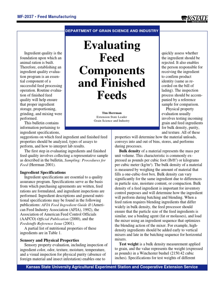 Evaluating Feed Components | PDF