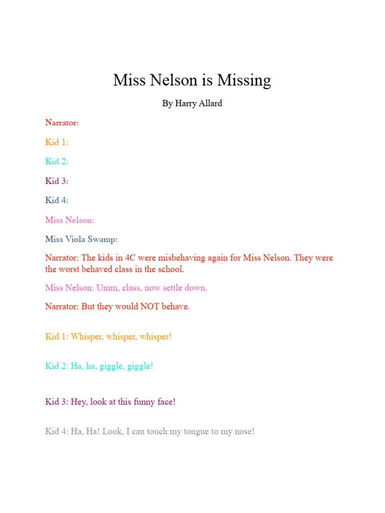 Miss Nelson Is Missing | PDF