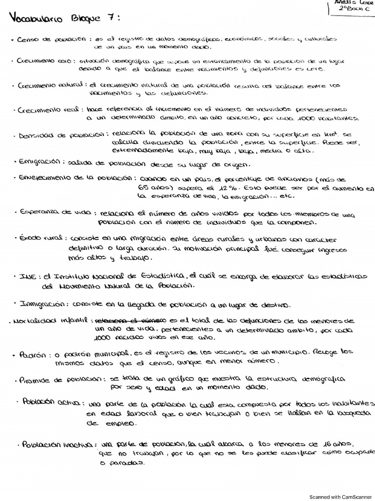 Vocabulario Bloque 7.1 | PDF