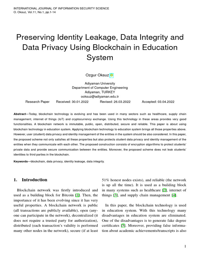 Preserving Identity Leakage, Data Integrity and Data Privacy Using ...