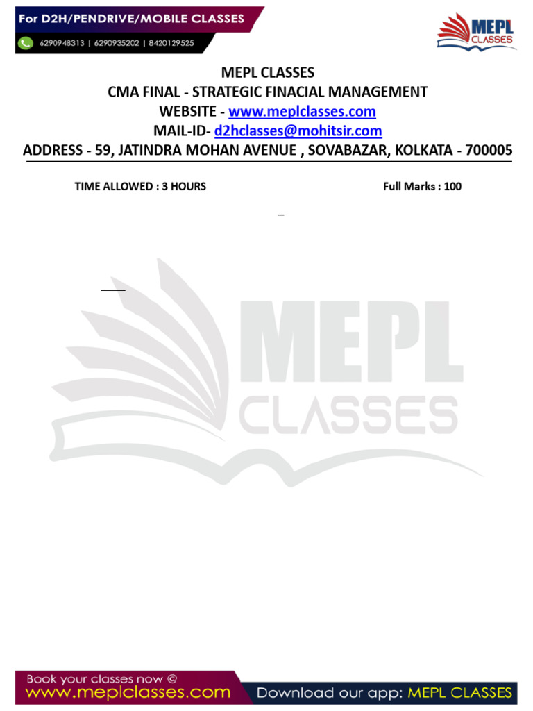 Cma Final Sfm Qp Pdf Swap Finance Futures Contract