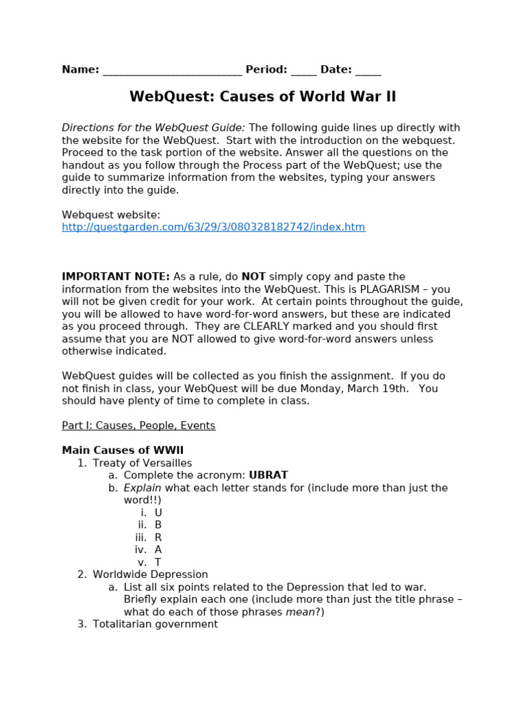 WWII WebQuest 2019 | PDF | Adolf Hitler | World War II