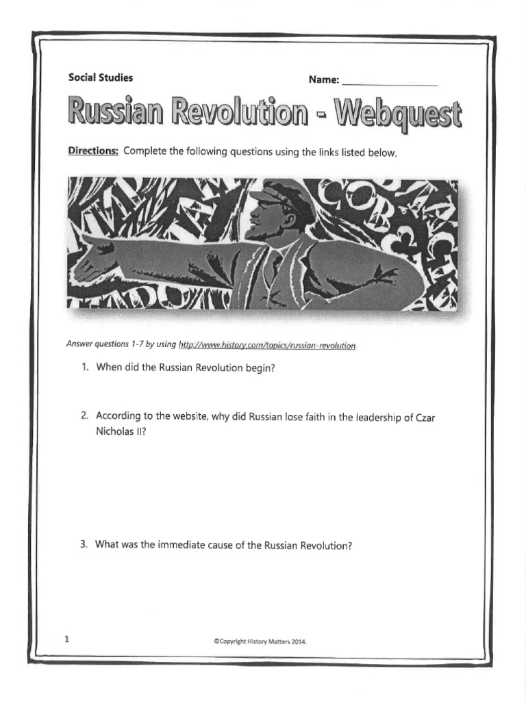 Russian Revolution Web Quest | PDF