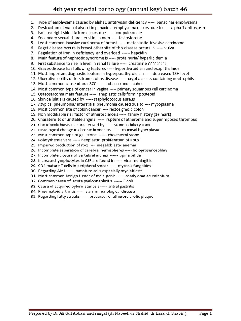 46 Annual Patho Proff Pdf Atherosclerosis Chronic Obstructive