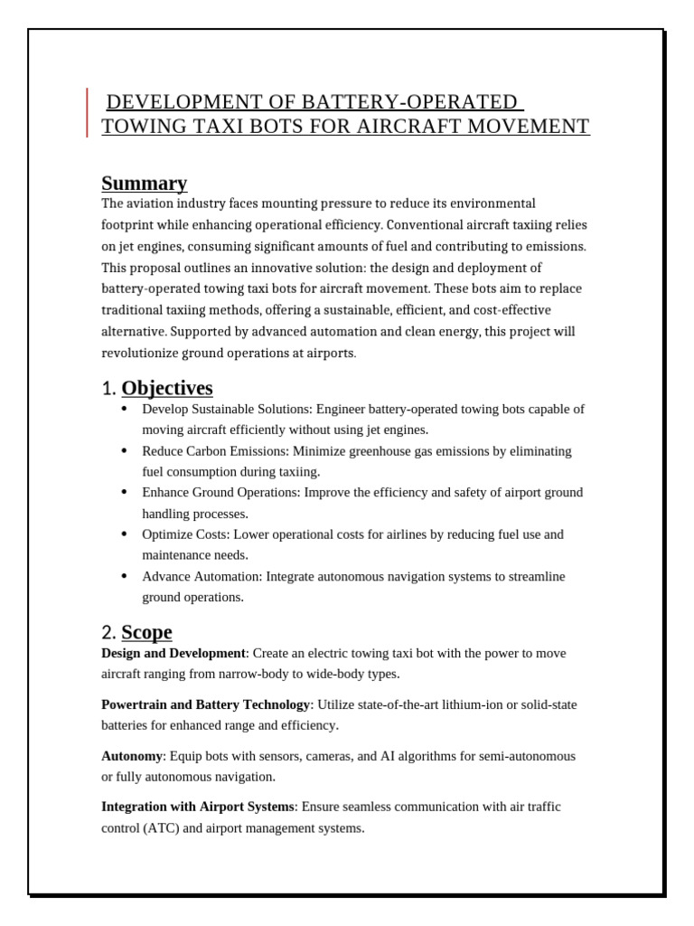 Battery-Powered Taxi Bots for Aircraft | PDF | Efficient Energy Use ...