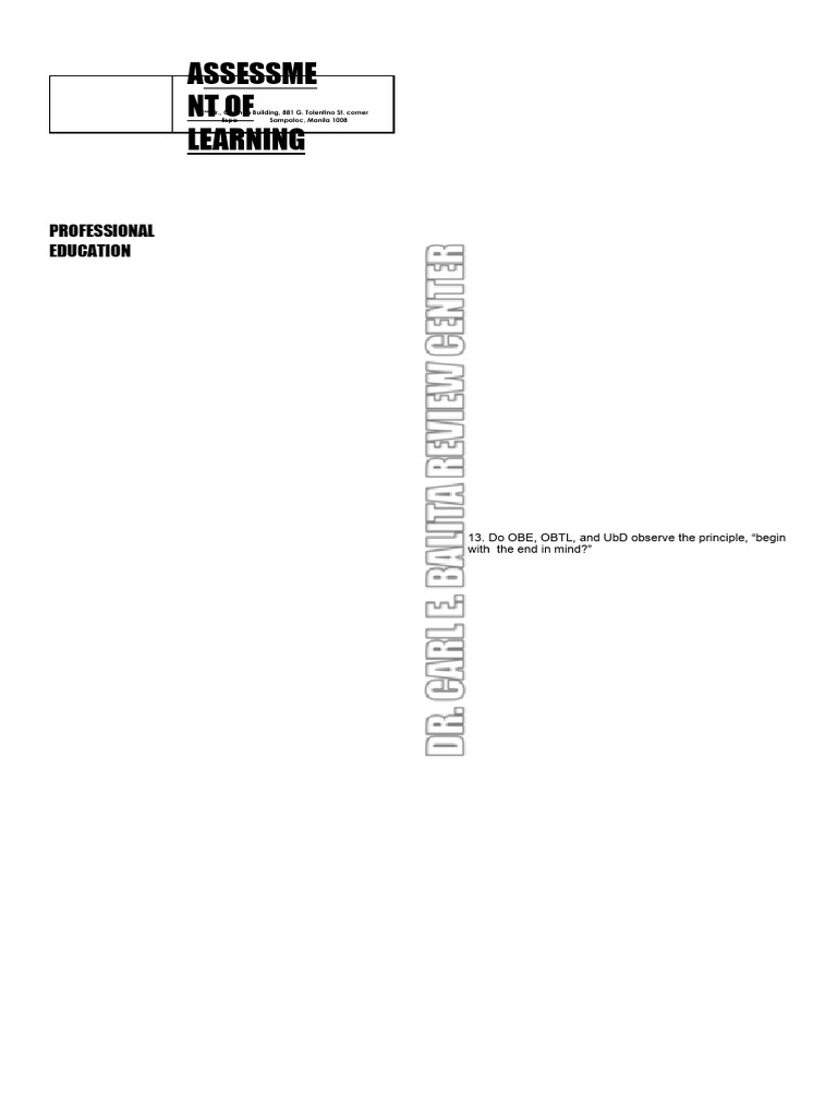 PED 8 M2023 PROFED Assessment of Learning 1 | PDF | Educational Assessment | Rubric (Academic)