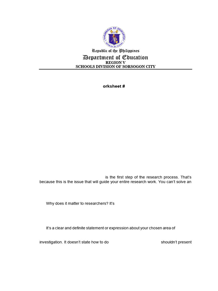 Grade 7 Research I Q2 WS 1 | PDF | Hypothesis