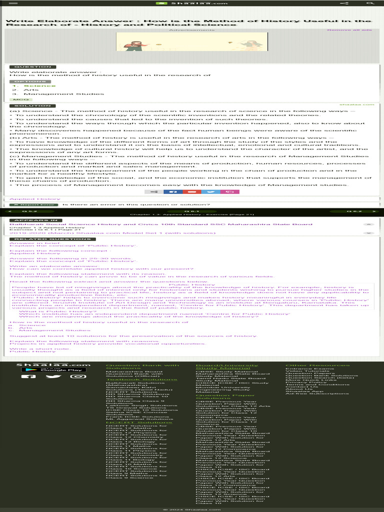 Write Elaborate Answer How Is The Method of History Useful in The ...