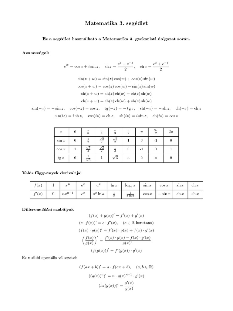 Mat3 Segédlet24b | PDF