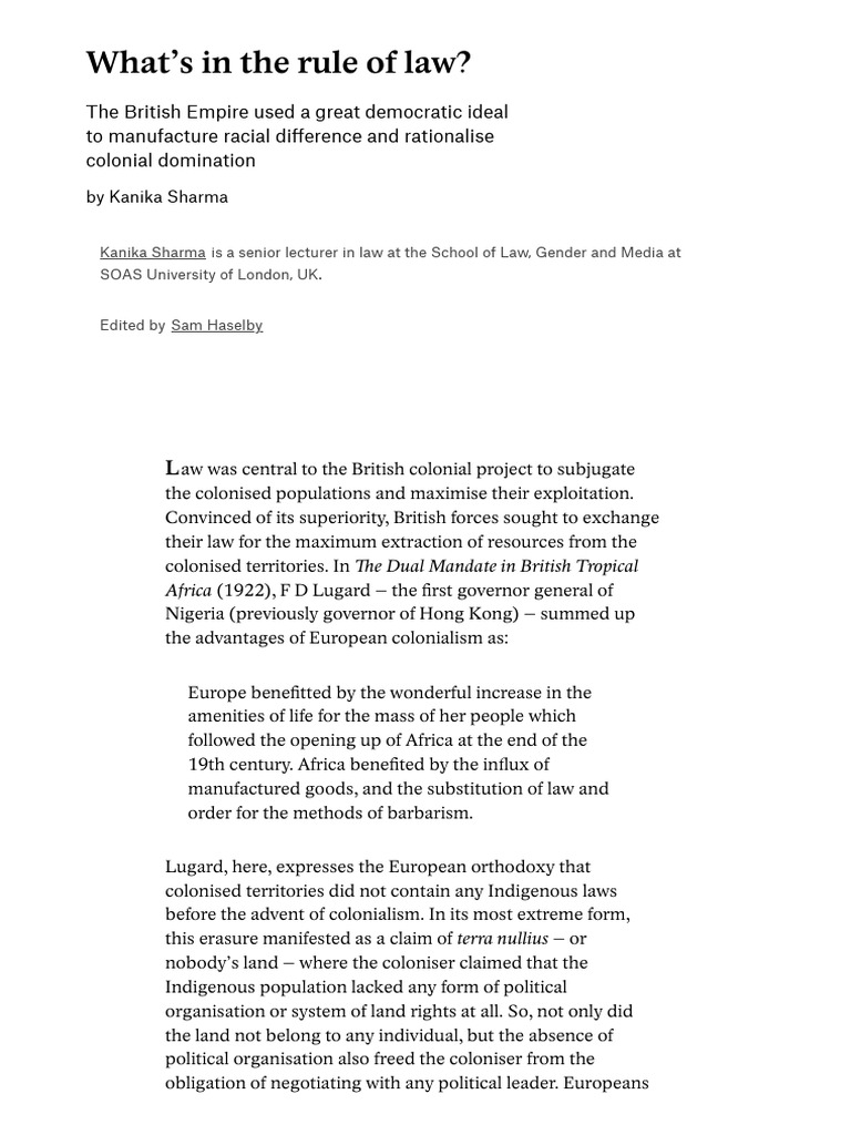 The Rule of Law and Racial Difference in The British Empire - Aeon ...