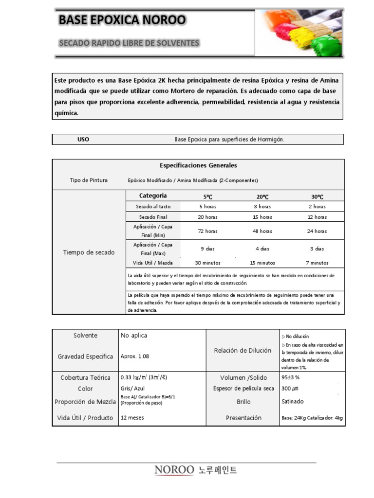 Base Epóxica Noroo: Secado Rápido 2K | PDF | Hormigón | Epoxy