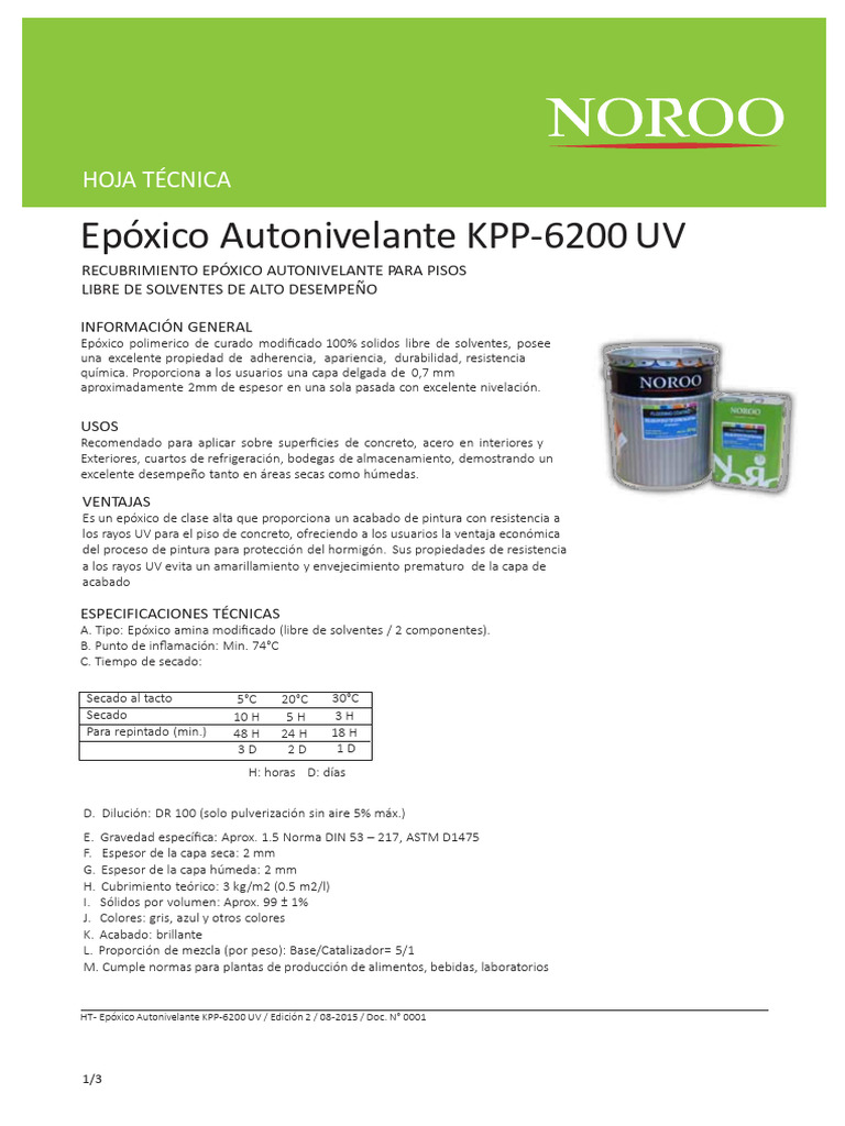 Epóxico Autonivelante KPP-6200 UV | PDF | Hormigón | Epoxy