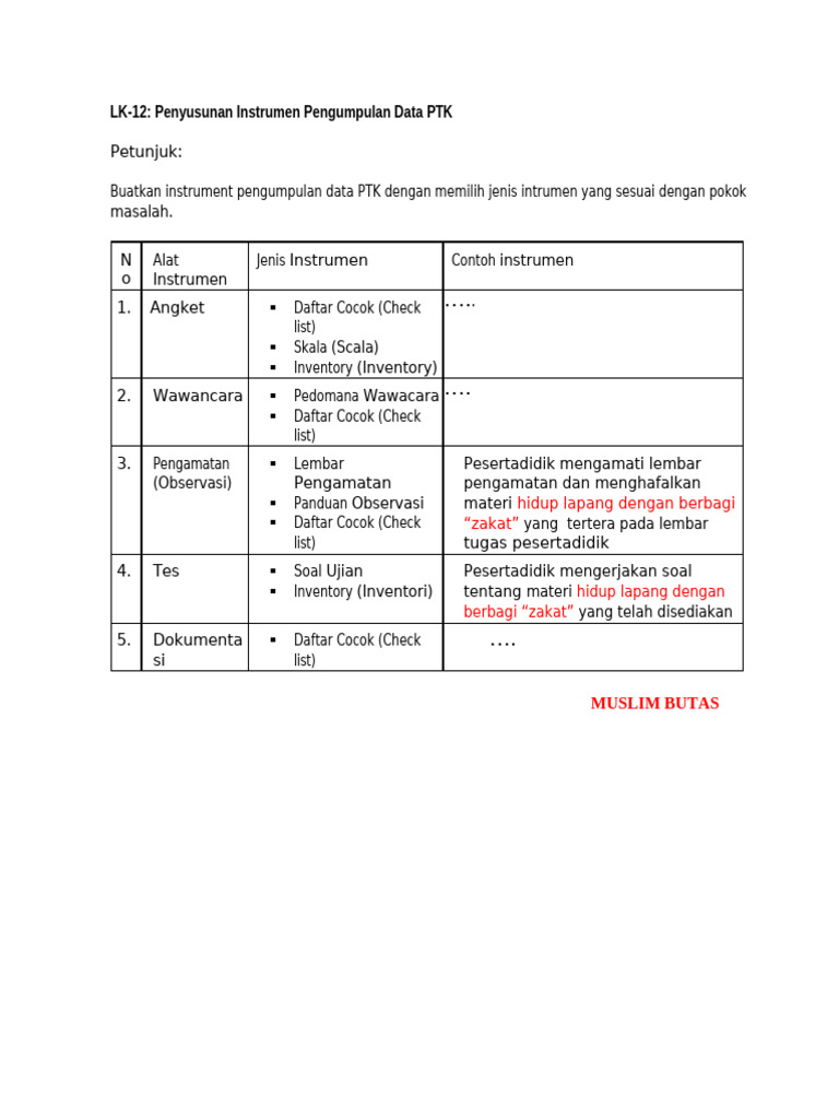 Tugas-12-Penyusunan-Instrumen-PTK | PDF