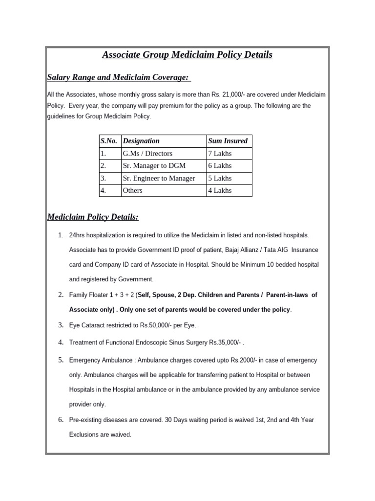 Mediclaim Process-Bajaj Tata Insurances | PDF | Hospital | Dietitian