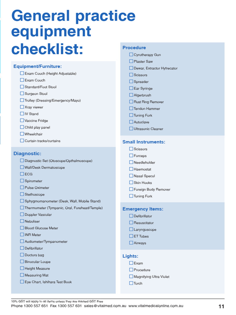 General practice equipment checklist | PDF