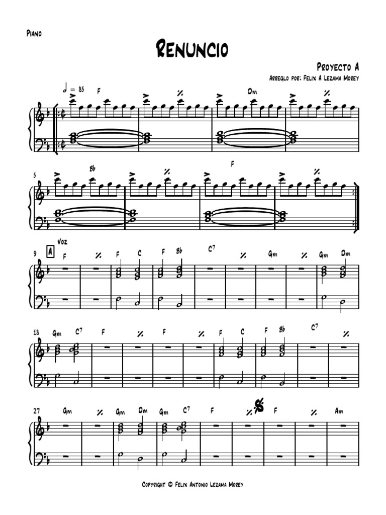 Renuncio - Piano | PDF
